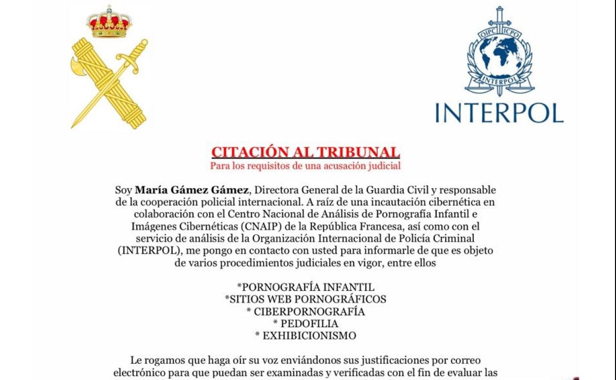 El correo fraudulento que puedes recibir en nombre de la Interpol para extorsionarte | El ...